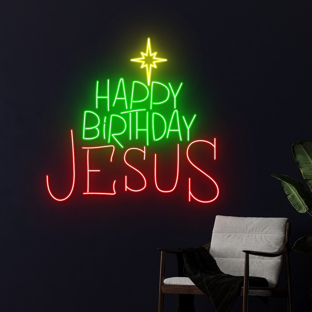 Happy Birthday Jesus Neon Sign, Happy Birthday Jesus Led Sign, Merry ...