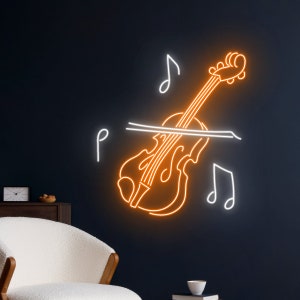Violin Led Sign, Violin Neon Light, Music Player Neon Sign, Music Led ...