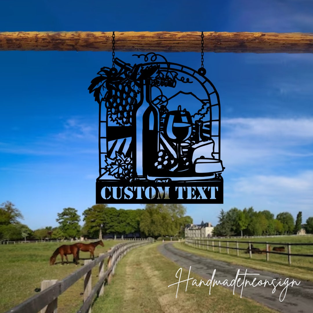 Custom Outdoor Vineyard Farm Metal Sign Hanging - Personalized Welcome ...