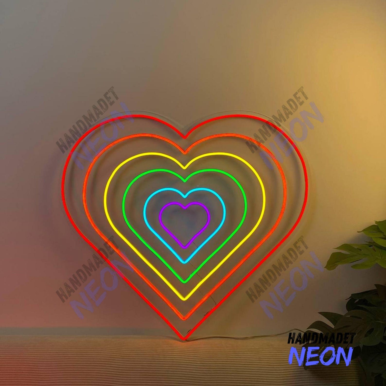 Rainbow Heart Neon Sign, Heart Rainbow LED Light, Love Heart Led Sign ...