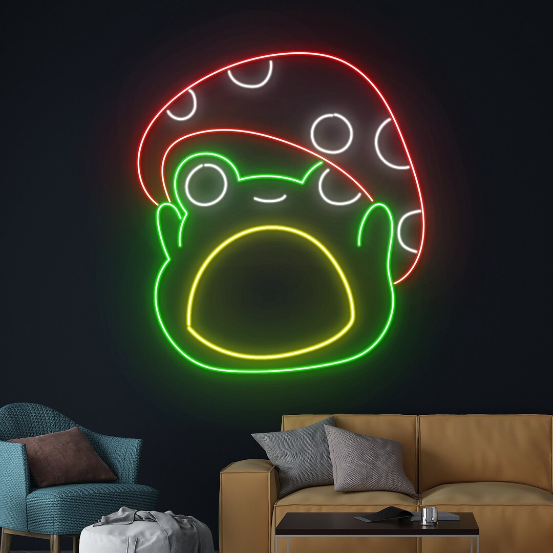 Frog Mushroom Neon Light, Mushroom Frog Led Light, Toad Led Sign, Frog ...