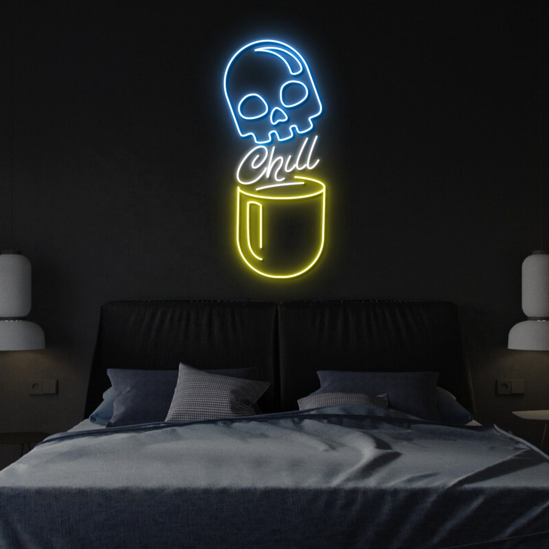 Chill Pill Neon Sign, Custom Neon Sign Acrylic Artwork, Home Decor ...