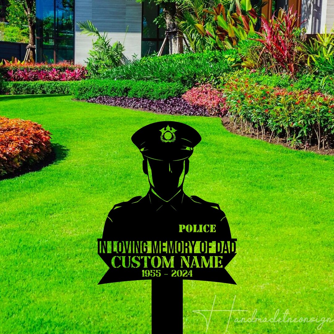 Custom Outdoor Memorial Police Metal Sign With Stakes - Personalized ...