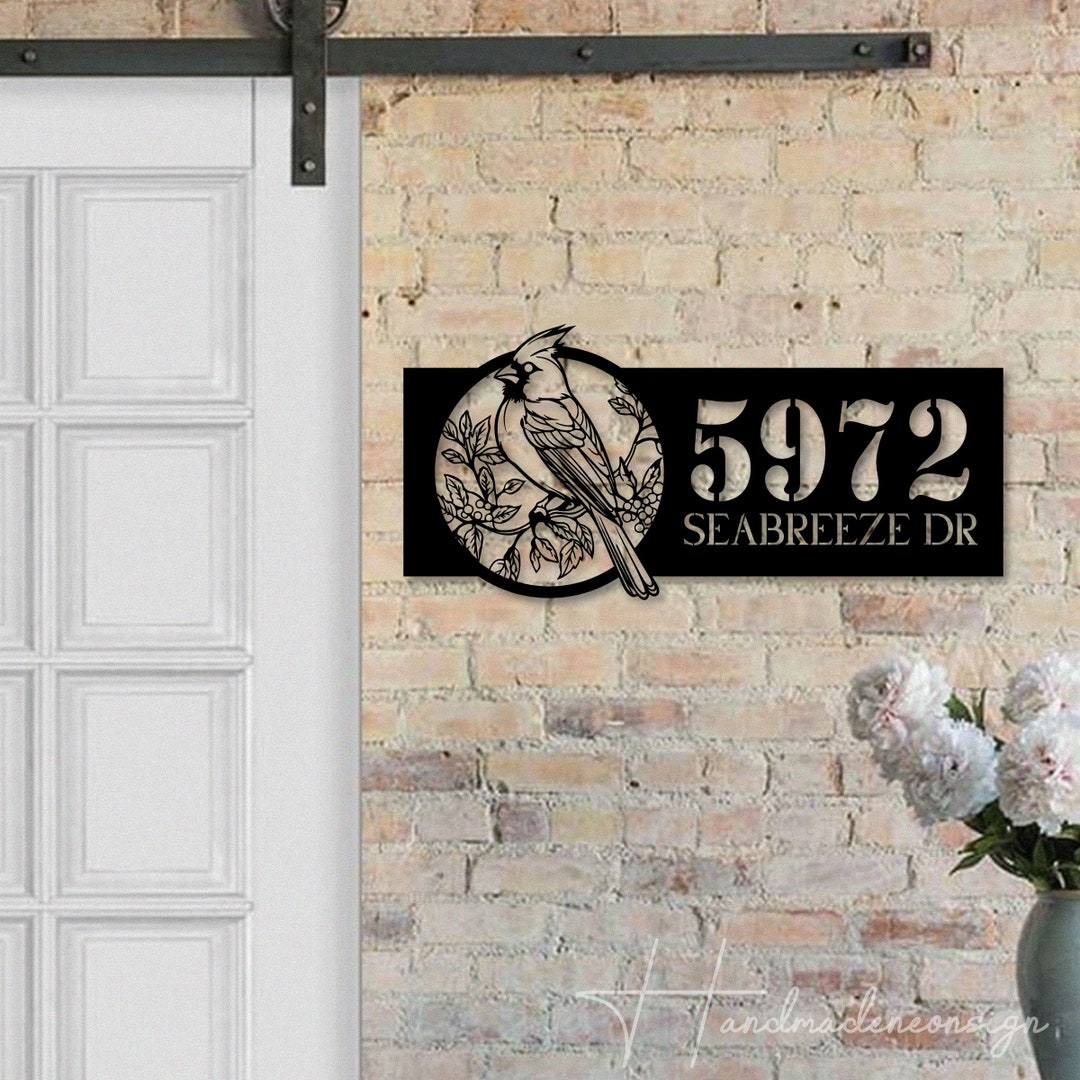 Personalized Cardinal Home Number Metal Sign, Custom Cardinal Number ...