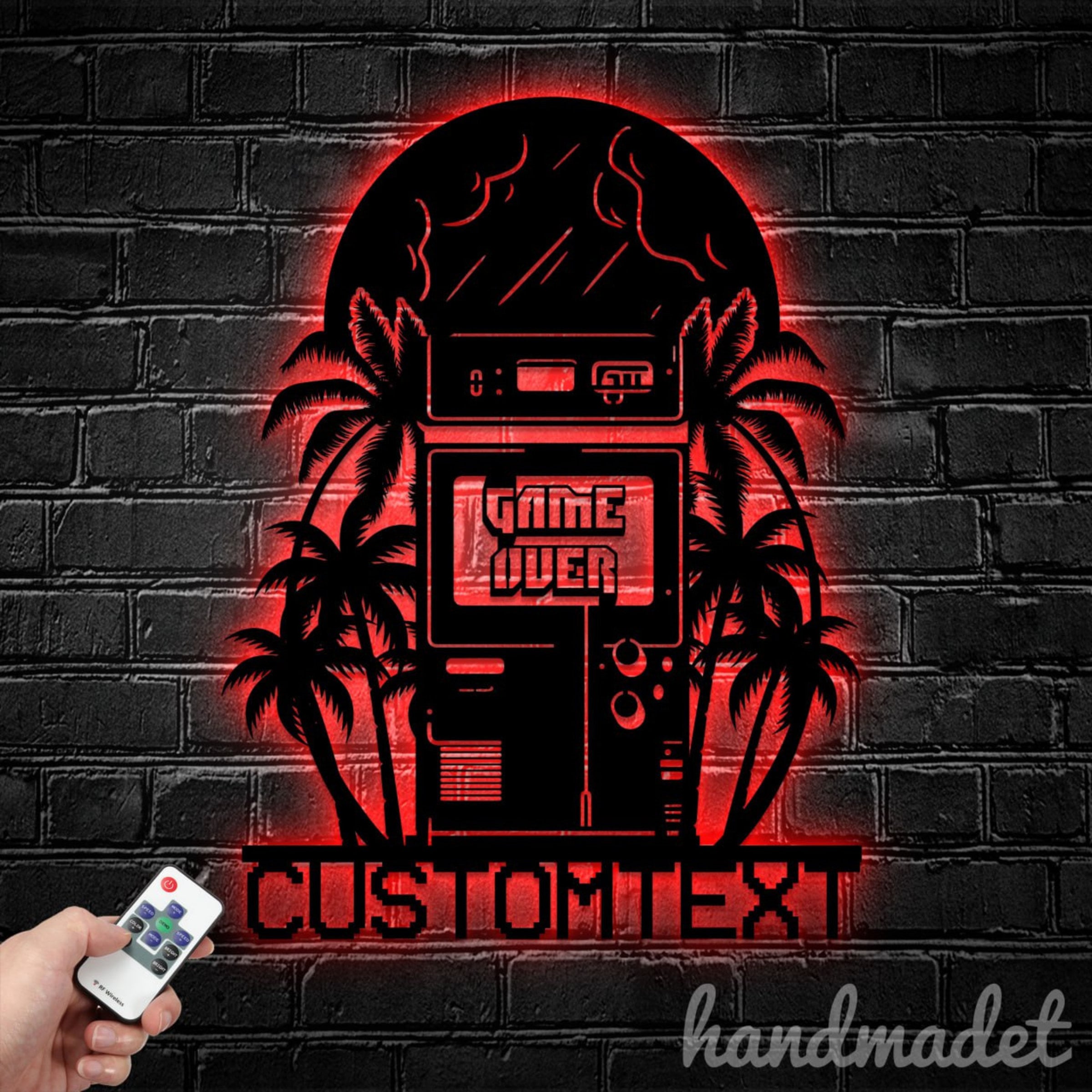 Personalized Game Over Arcade Metal Wall Led Light, Custom Game Player ...