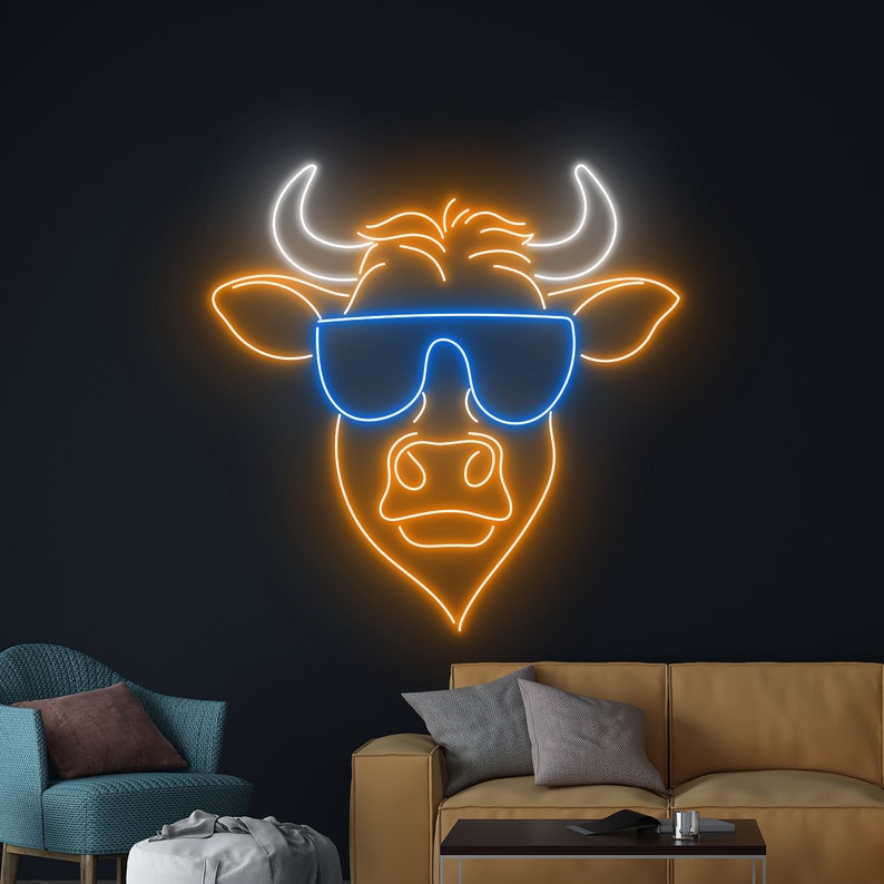 Cow Neon Sign, Cow Head Led Sign, Cow Animal Led Sign, Custom Cow Neon ...