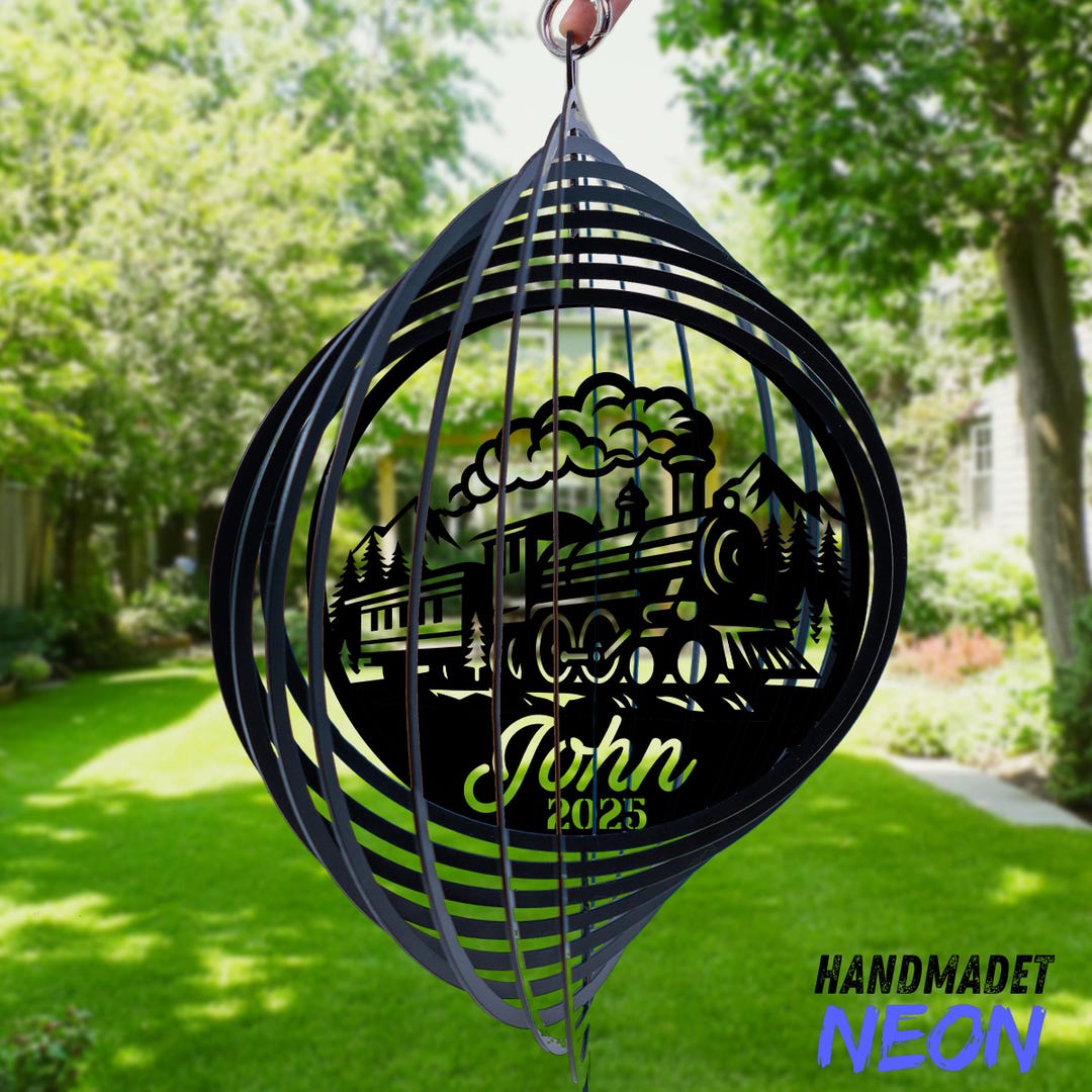 Custom Train Metal Wind Spinner , Personalized Train Wind Spinner With ...