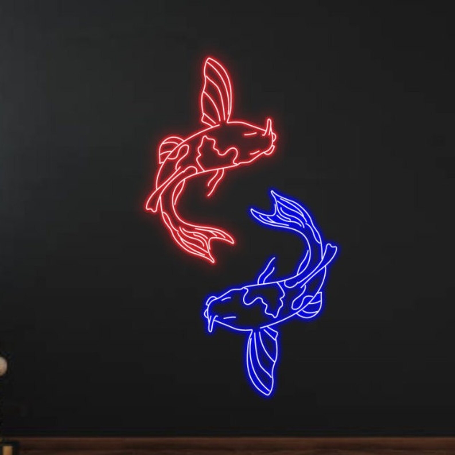 Two Koi Fish Led Sign Koi Fish Led Sign Wall Decor Koi Neon - Etsy