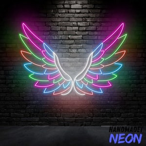 Angle Wings Neon Sign, Wings Led Sign, Colorful Wings Neon Light, Angel ...