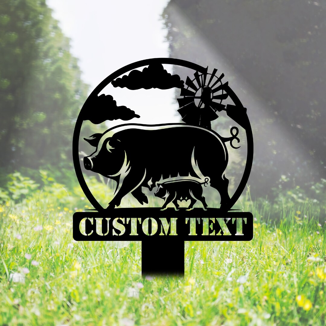 Custom Pig Memorial Stake, Windmill Stake Metal Sign, Personalized ...