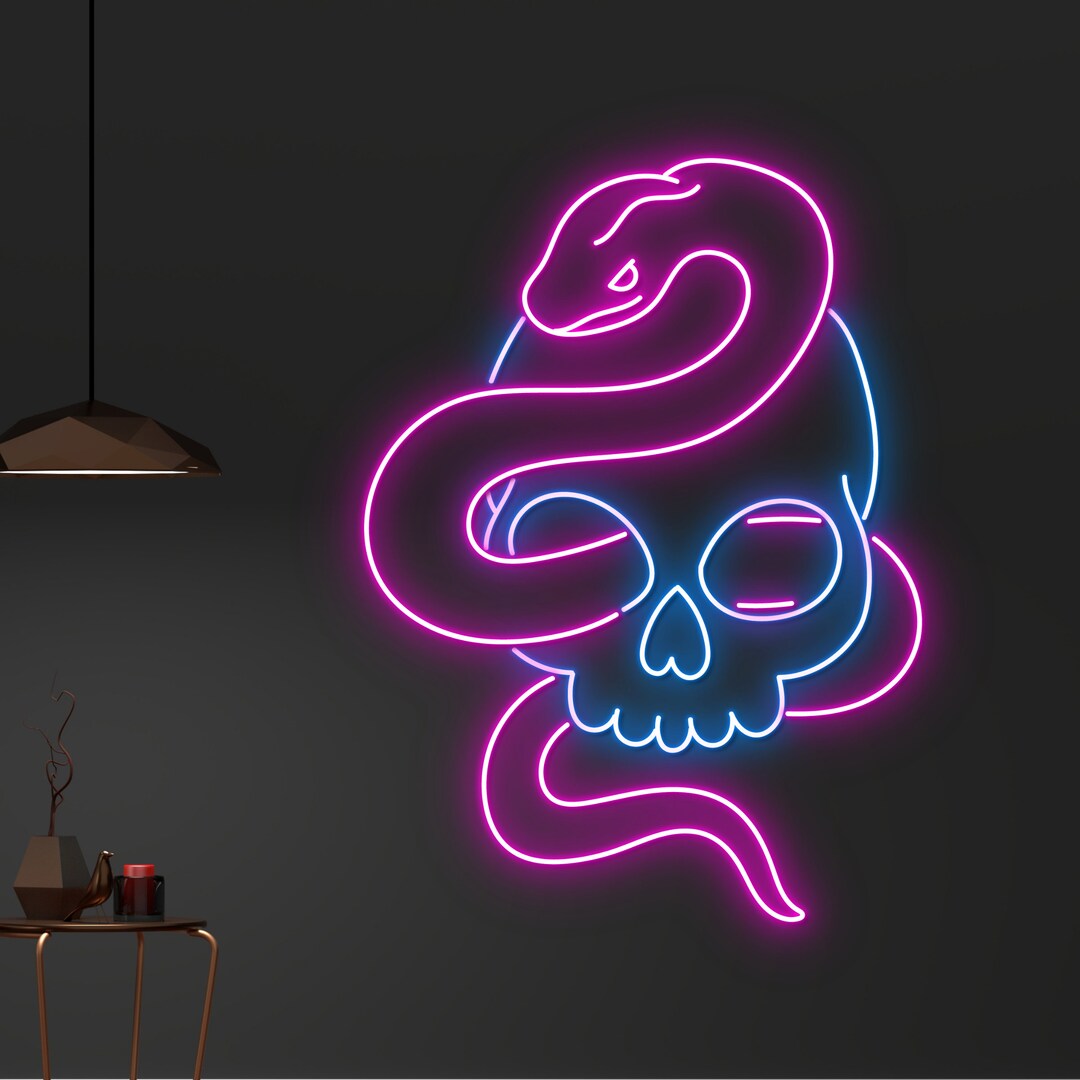 Custom Skull Snake Neon Sign, Snake Skull Led Sign, Skull Head Led ...