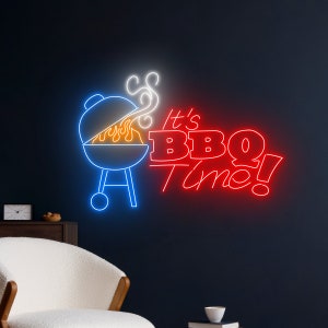 It's Barbeque Time Neon Light, BBQ Neon Sign, Barbecue Led Light, Grill ...