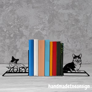 Custom Pembroke Welsh Corgi Metal Bookends Corgi Dog Name Bookend, Dog ...
