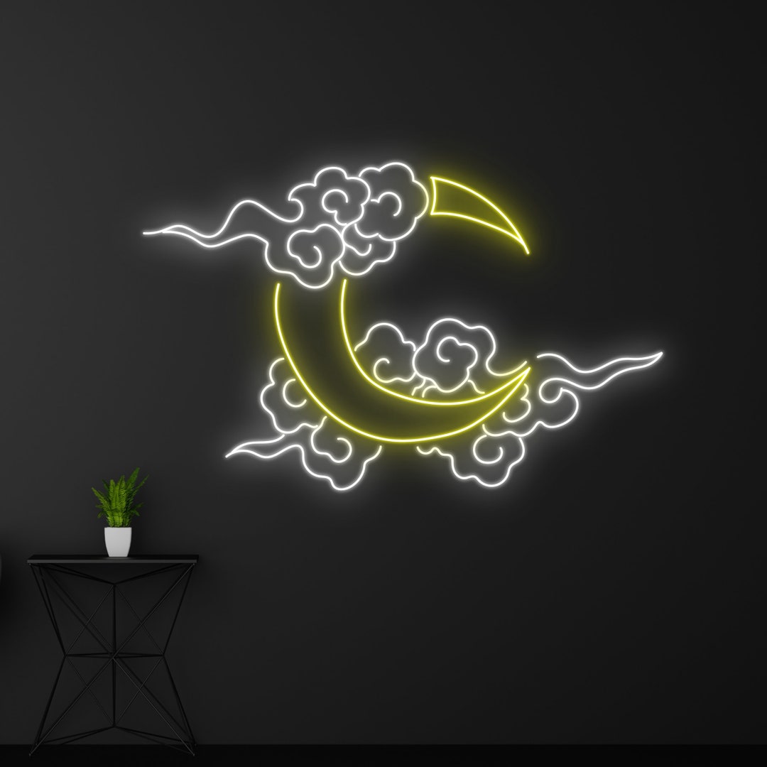 Moon Cloud Neon Sign, Cloud Moon Led Sign, Magic Moon Neon Light, Magic ...