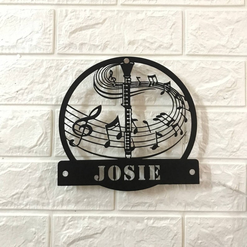 Personalized Clarinet Musical Instrument Metal Wall Art LED Light ...