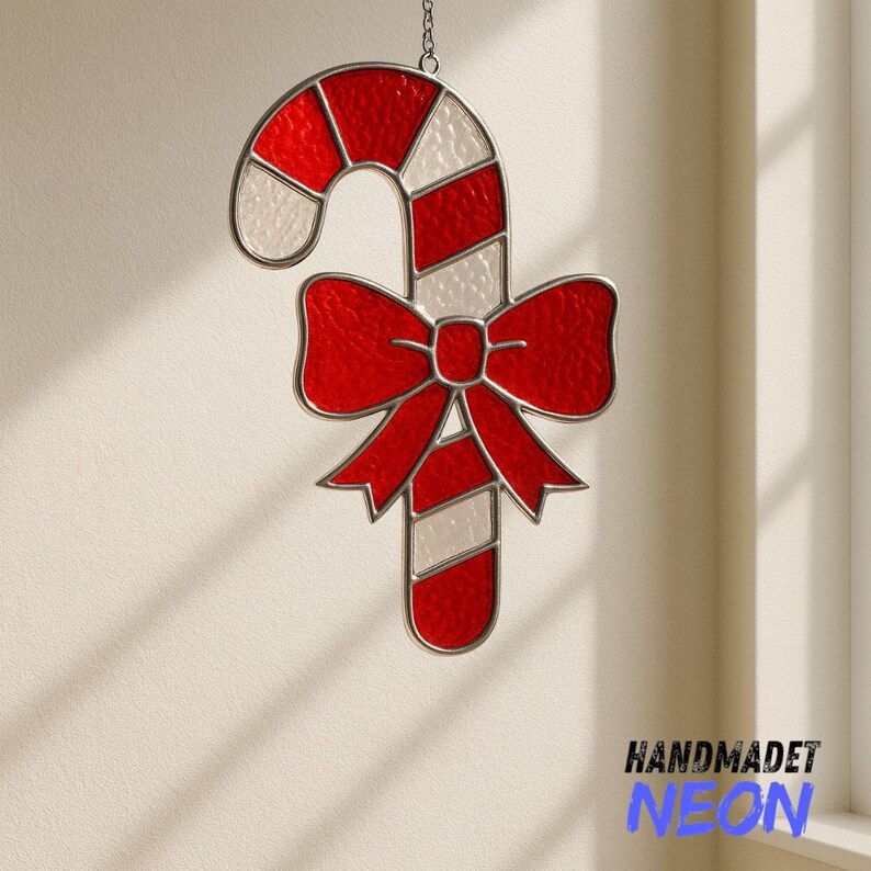 Christmas Candy Cane Stained Glass: Handmade Holiday Christmas Decor ...
