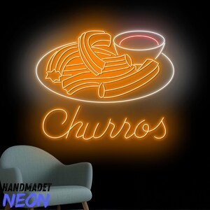 Churros Neon Sign, Churros Led Sign, Spain Churros Led Light, Churros Neon Light, Spanish Food ...