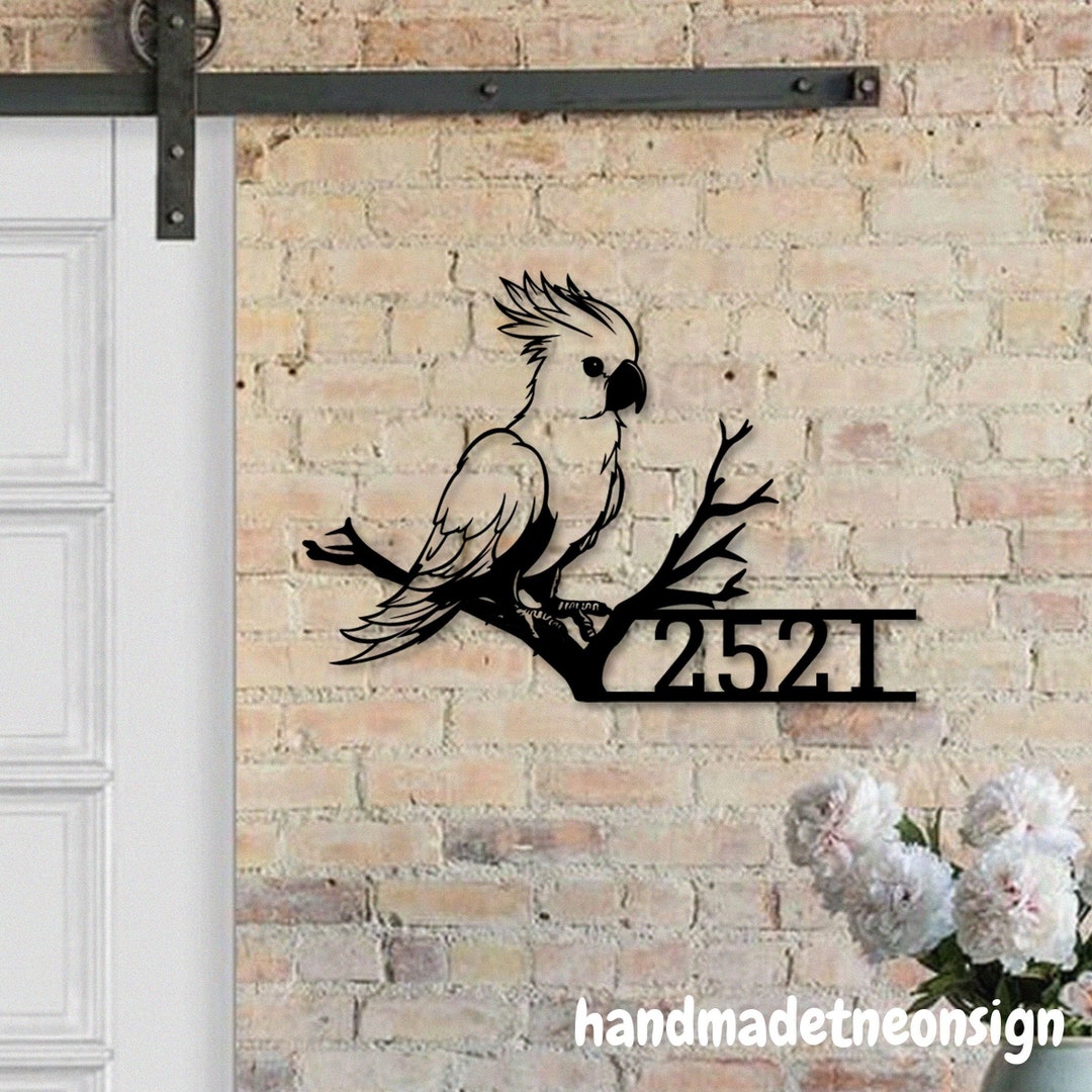 Personalized Cockatoo House Number, Cockatoo Home Number Metal Wall ...