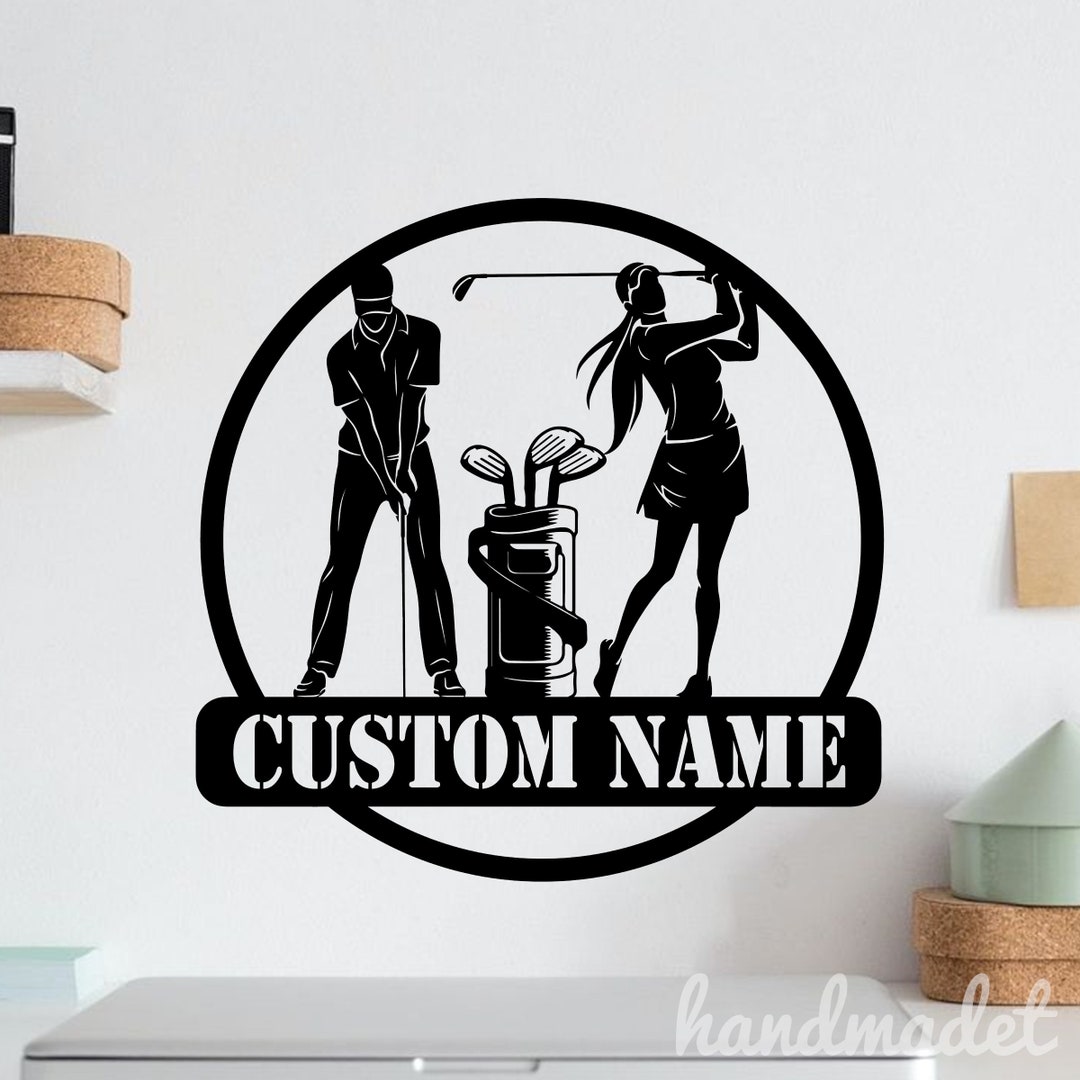Custom Golf Metal Wall Art LED Light, Golf Player Metal Sign, Golf Bag ...