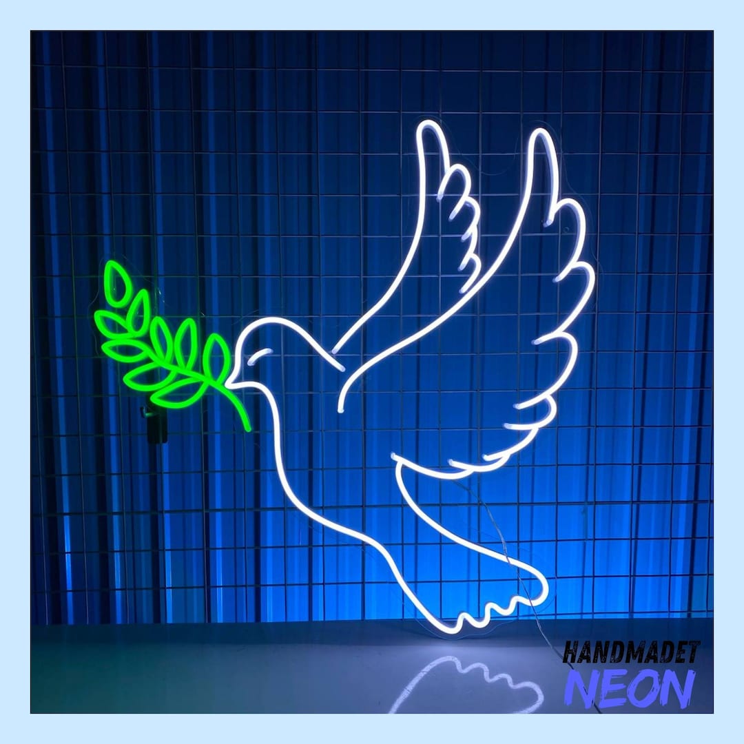 Custom Dove Neon Sign, Flying Pigeon LED Light, Peace Bird Neon Light ...