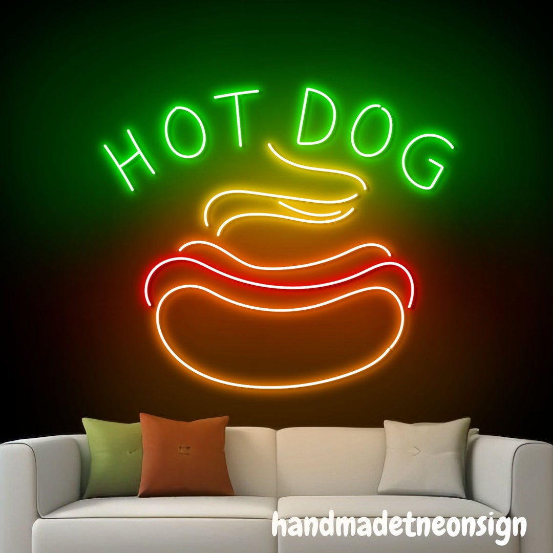 Hot Dog Neon Sign, Hot Dog Led Sign, Hot Dog Neon Light, Hot Dog Led ...