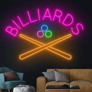 Billiards Pool Hall Neon Sign, Pool Hall Led Sign, Billiards Led Sign ...