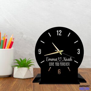 Custom Couples Name Tabletop Metal Clock, Anniversary Desktop Clock ...