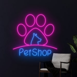Pet Shop Paw Dog Led Sign, Dog Pet Service Neon Sign, Pet Shop Led ...