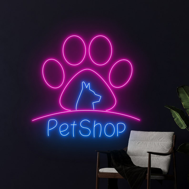 Pet Shop Paw Dog Led Sign, Dog Pet Service Neon Sign, Pet Shop Led ...