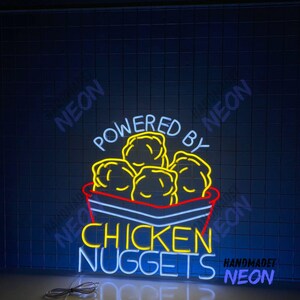 Custom Powered by Chicken Nuggets Neon Sign, Chicken Nuggets Led Sign ...