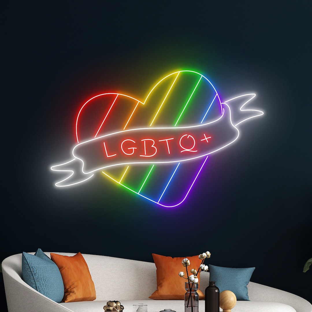 LGBTQ+ Neon Sign, LGBT Heart Led Sign, Lesbian Led Neon Sign, Colorful ...