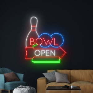 Bowl Open Neon Sign, Let's Bowl Bowling Led Sign, Quote Bowling Led ...