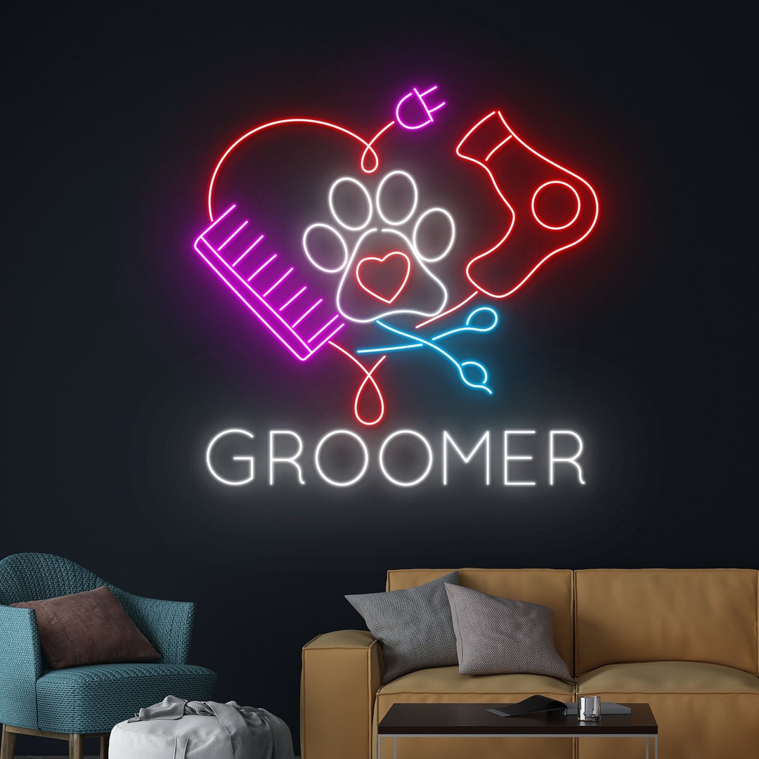 Groomer Led Sign, Grooming Neon Sign, Groom Led Light, Pet Neon Light ...