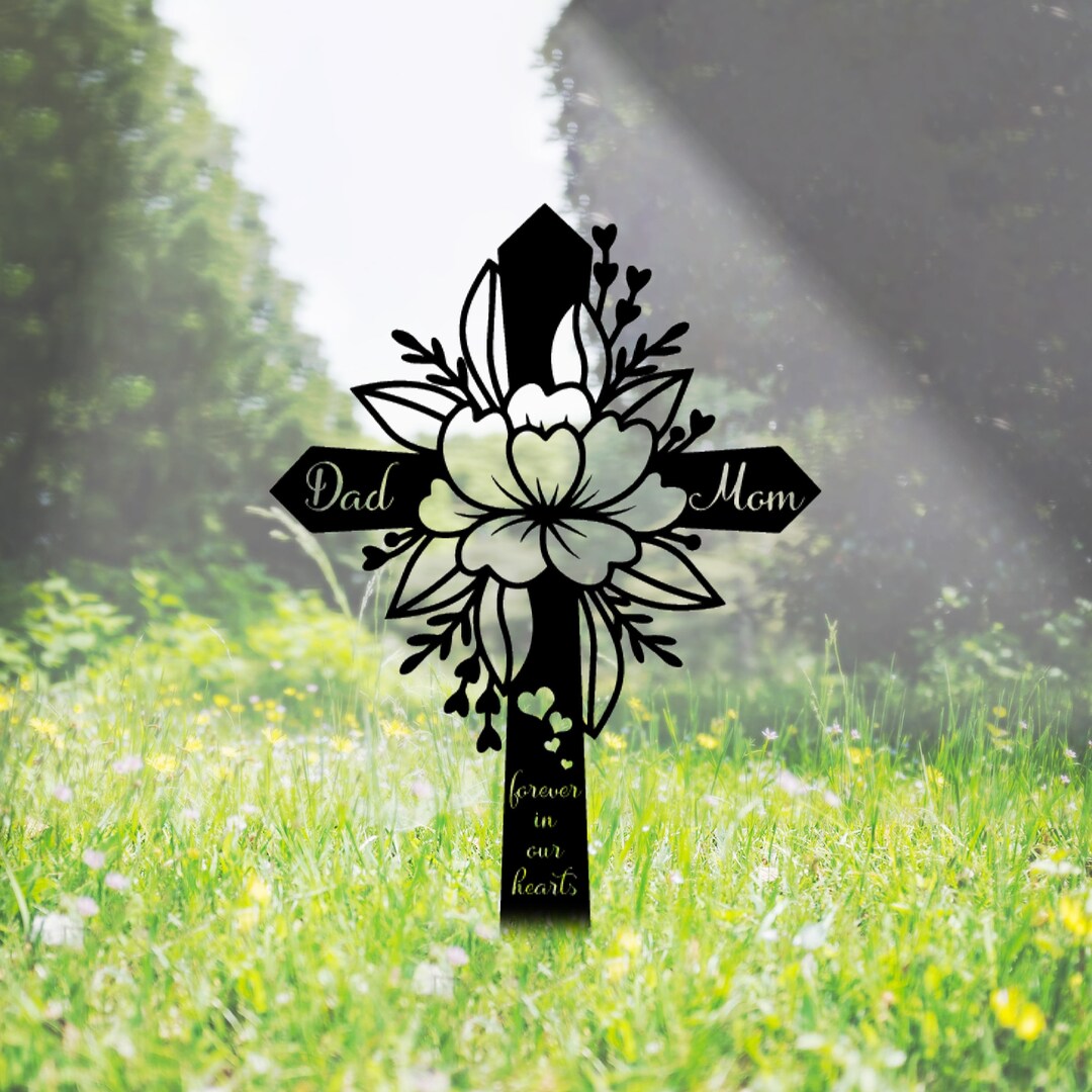 Custom Dad and Mom Grave Memorial Stake, Cemetery Stake Metal Sign ...