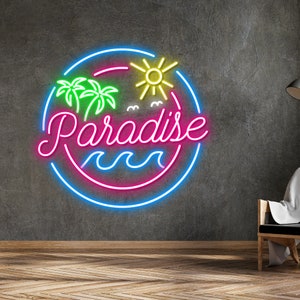 Paradise Beach Led Sign, Summer Beach Neon Sign, Wall Decor, Summer ...