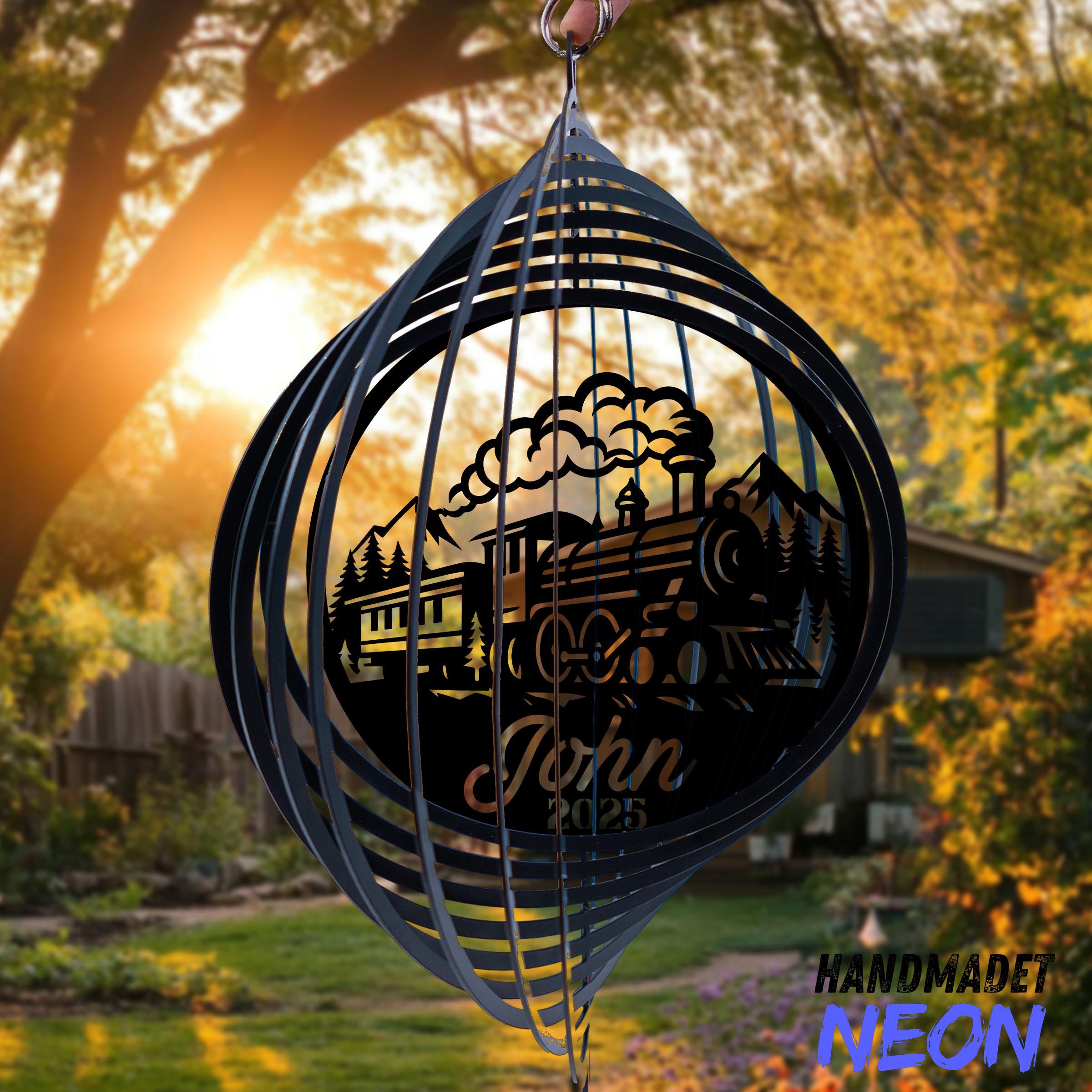 Custom Train Metal Wind Spinner , Personalized Train Wind Spinner With ...