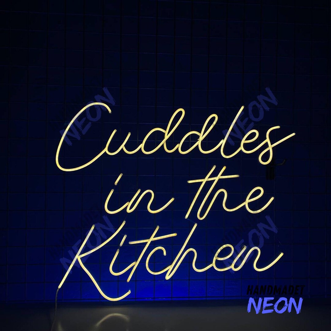 Custom Cuddles in the Kitchen Neon Sign, Custom Quote Name LED Light ...