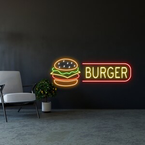 Burger Neon Sign, Burger Led Sign, Burger Led Lights, Custom Name Neon ...