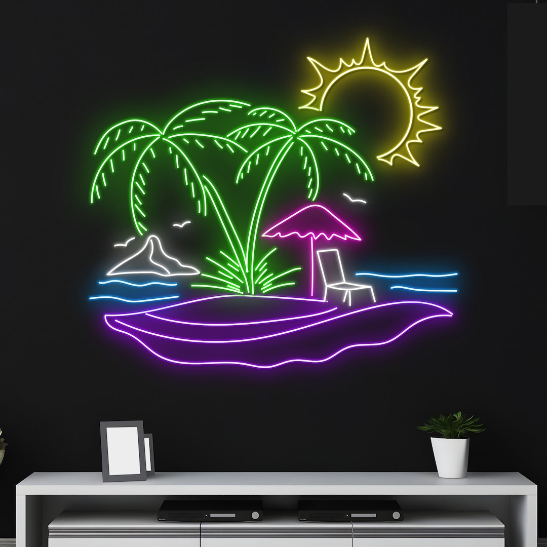 Custom Beach View Neon Sign, Summer Vibe Led Sign, Beach Vacation Led ...