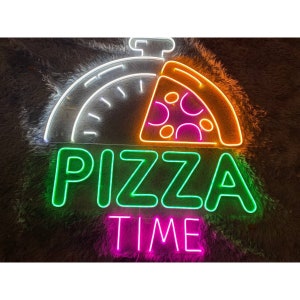 Custom Pizza Time Neon Sign, Italian Food Name LED Sign, Pizza Slice ...