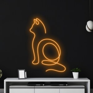 Cat Neon Sign, Cat Line Art Led Sign, Cute Cat Neon Light, Cat Pet Led ...