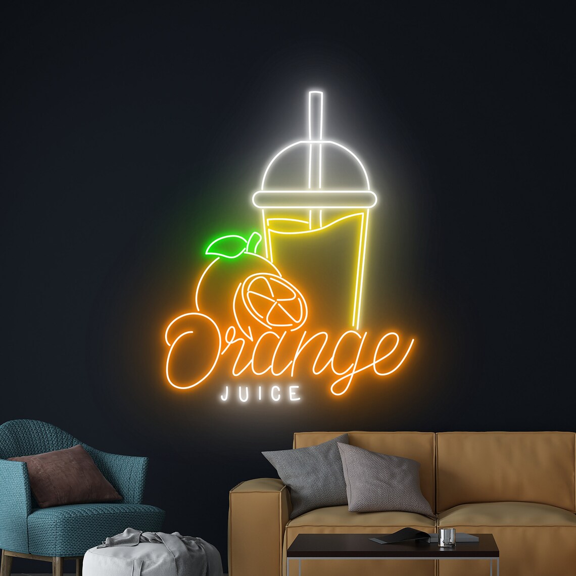Orange Juice Neon Light, Orange Juice Led Light, Juice Store Led Sign ...