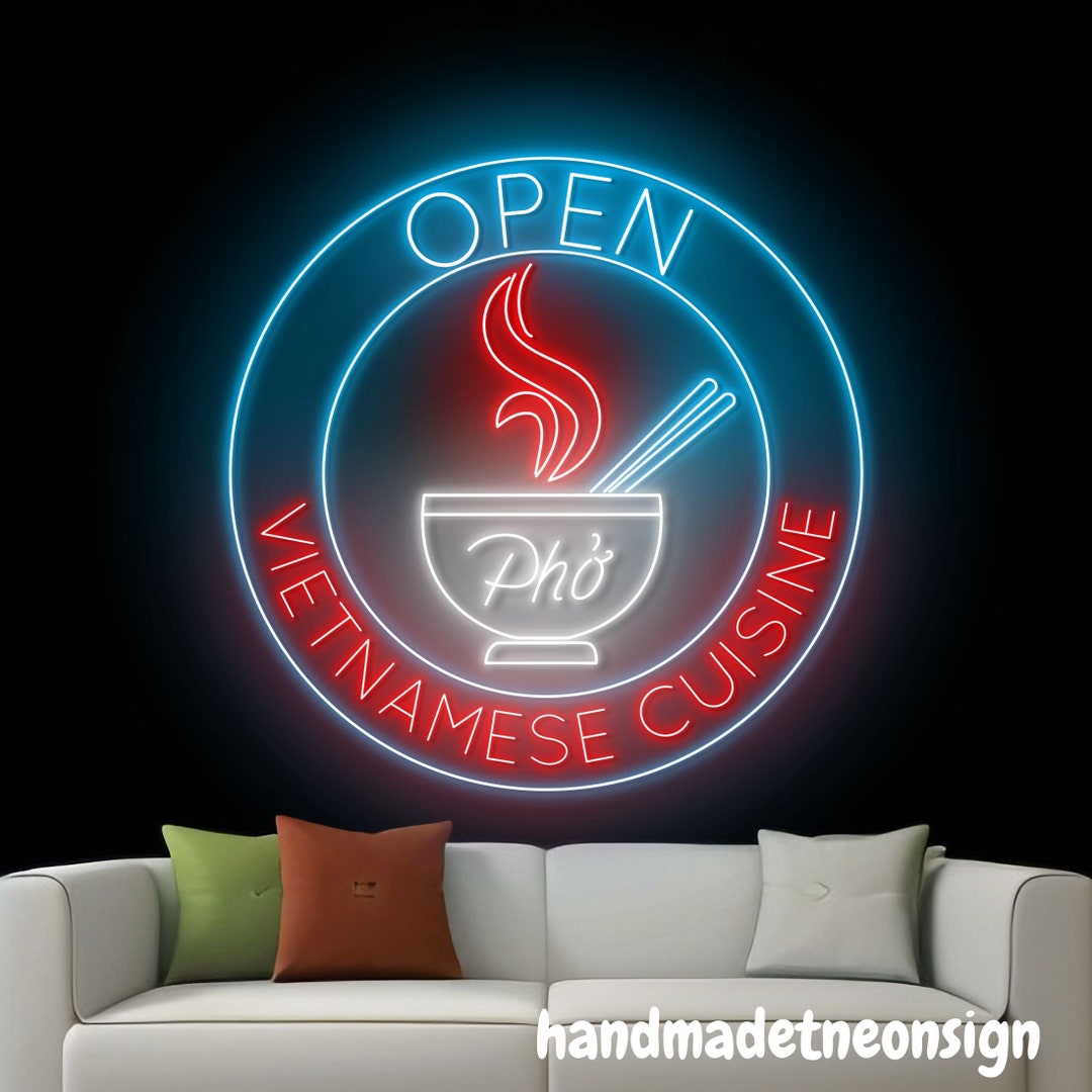 Open Pho Neon Sign, Vietnamese Cuisine Led Sign, Pho Bowl Neon Light ...