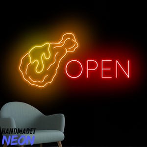 Open Chicken Fried Neon Sign, Chicken Fried Led Sign, Food Led Light ...