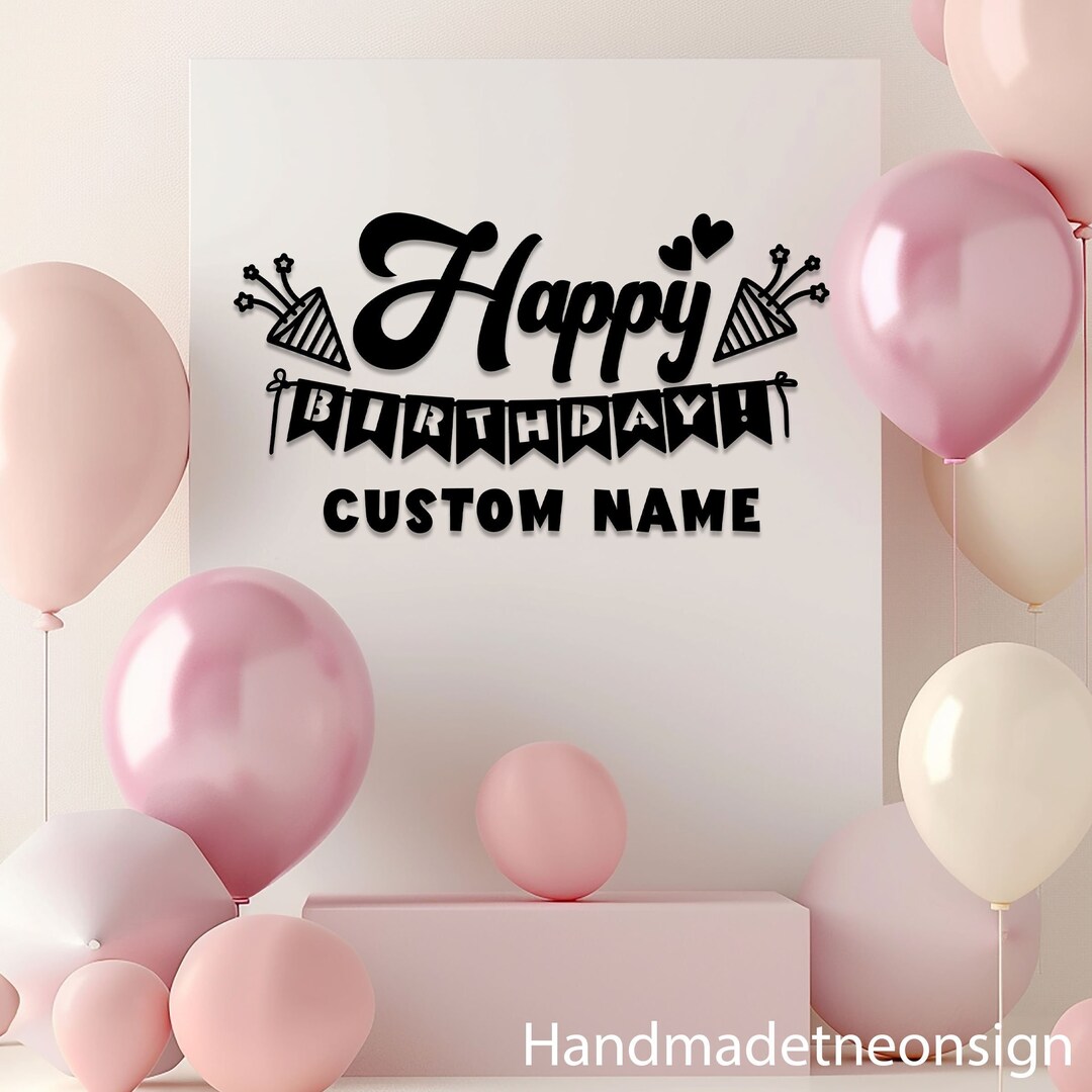 Custom Birthday Backdrop Text Sign, Birthday Backdrop Name Sign ...