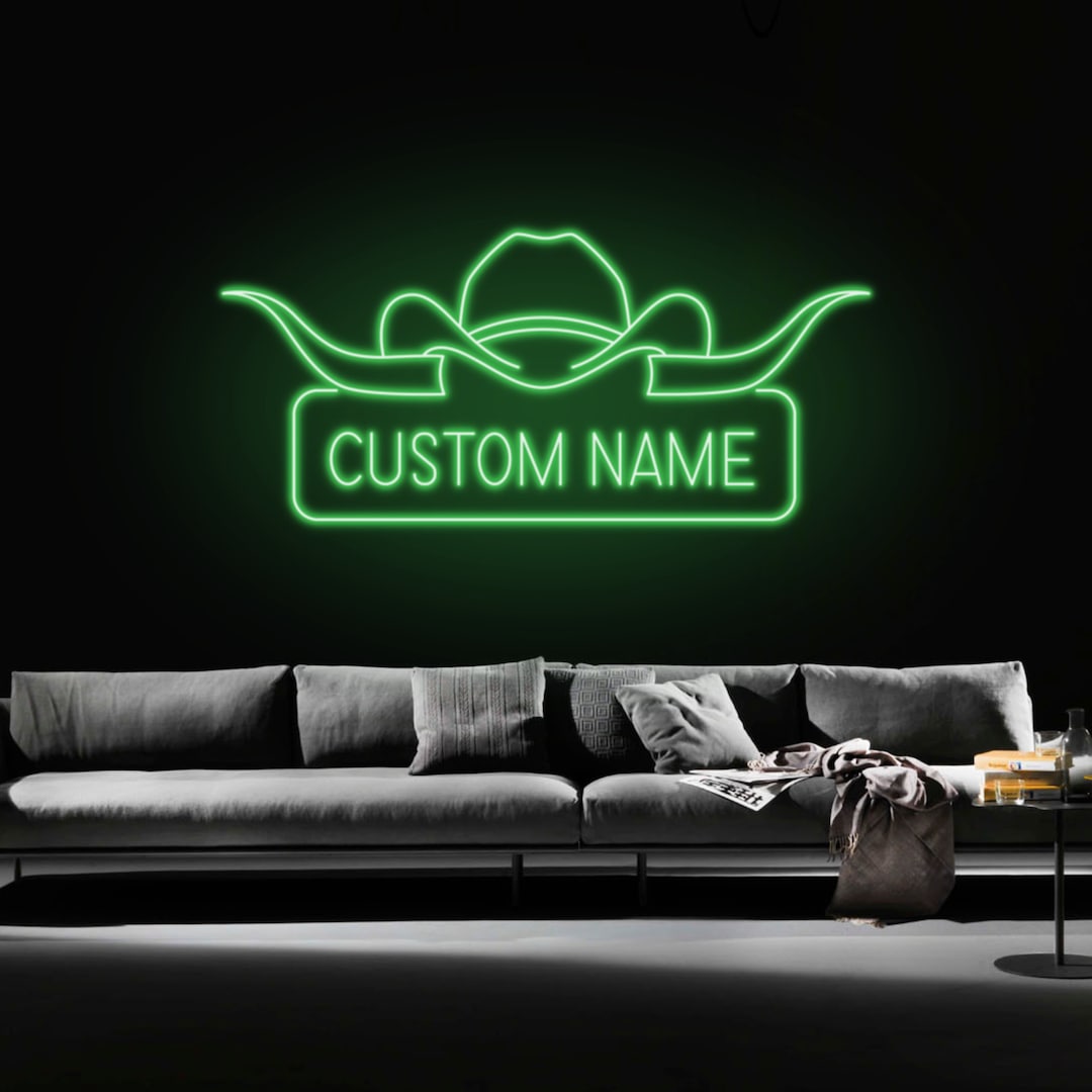 Custom Cowboys Hat Neon Sign, Bull Horn Neon Sign, Custom Horn Neon ...