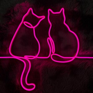 Couple Cats Neon Sign Art Decor Neon Light Wall Art Signs Cute Cat ...