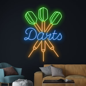 Dart Game Neon Sign, Wall Decor, Dart Neon Sign, Custom Neon Sign ...