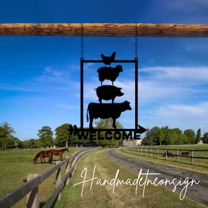 Outdoor Welcome to My Farm Metal Sign Hanging -outdoor Farm Animals ...