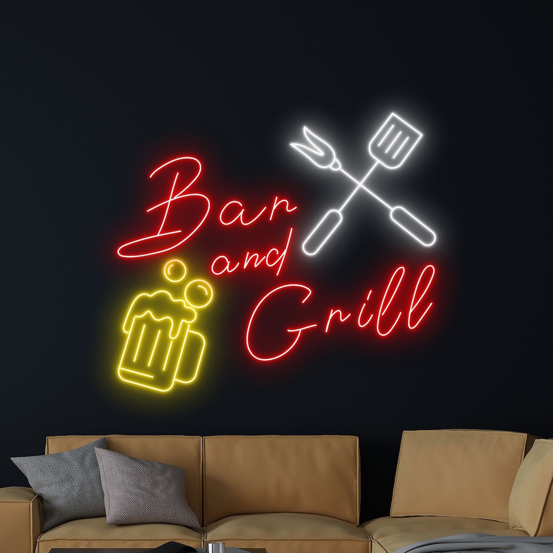 Bar and Grill Neon Sign, BBQ Beer Neon Light, Barbecue Led Light, Grill ...